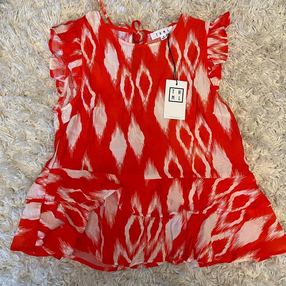 THML | Tops | Thml Ikat Design Ruffle Sleeveless Orange And White ...